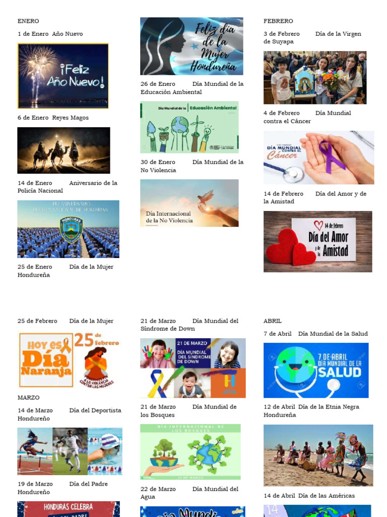Calendario Cívico de Honduras 2024 | PDF | Honduras