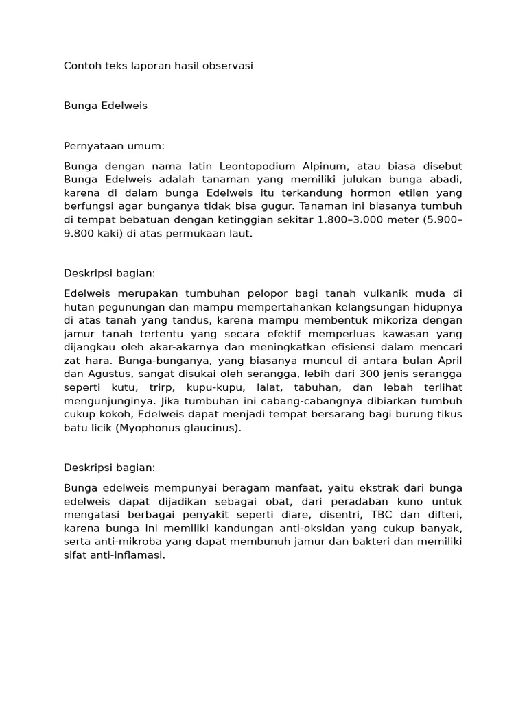 Contoh Teks Laporan Hasil Observasi | PDF