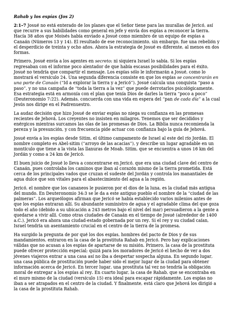 Josué 2 - Rahab y Los Espías | PDF | Joshua | Contenido bíblico