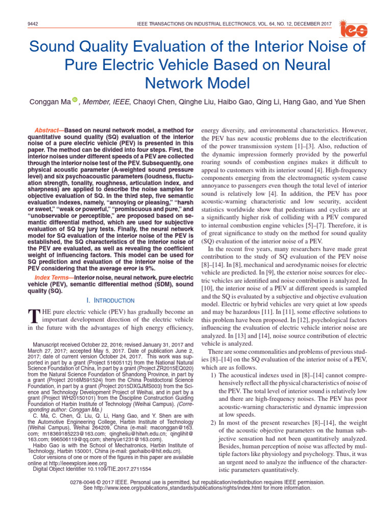 Sound Quality Evaluation in Electric Vehicles | PDF | Microphone | Sound