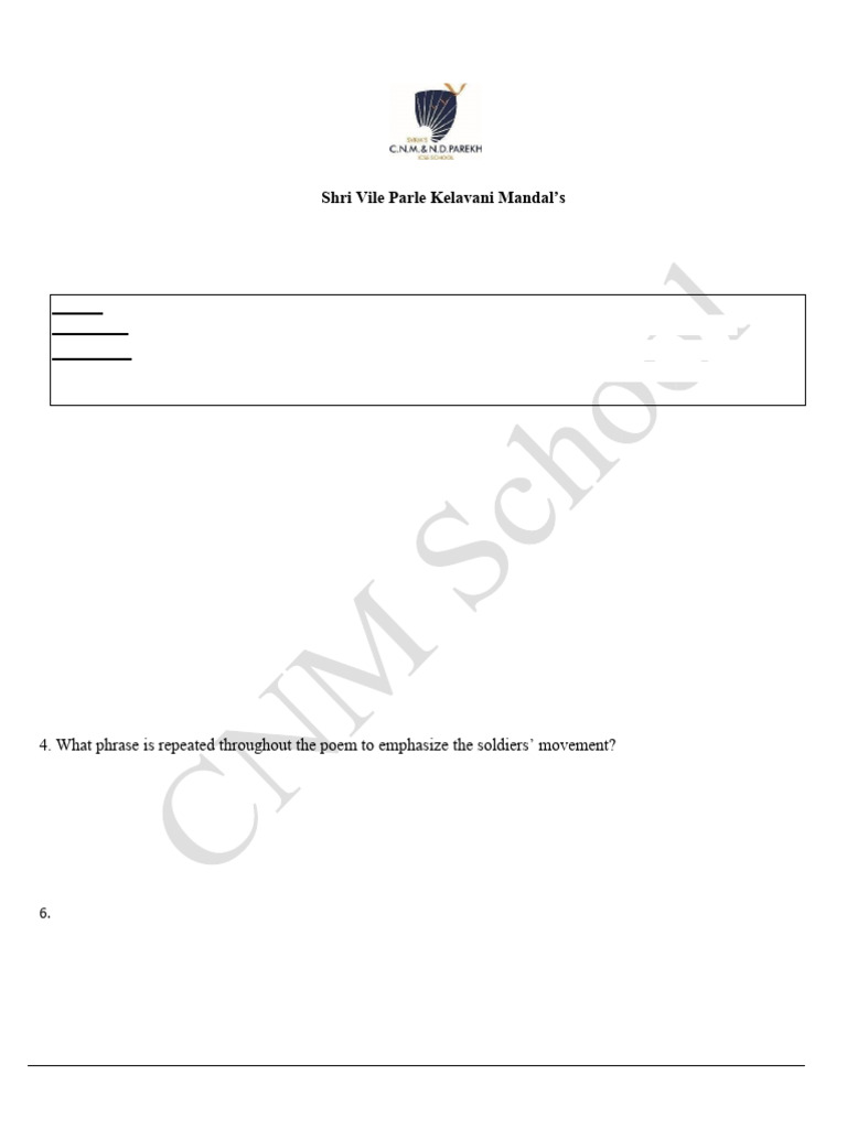 Std VIII English Literature: Tennyson's Poem Worksheet | PDF | Poetry ...