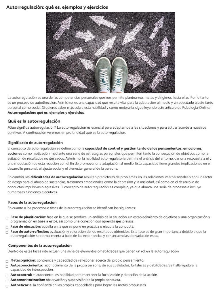 Autorregulación - Qué Es, Ejemplos y Ejercicios | PDF