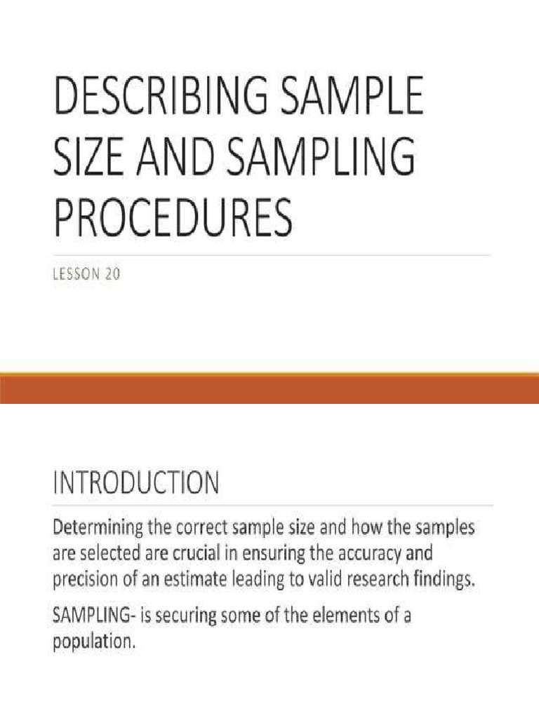 Describing Sample Size and Sampling Procedures | PDF