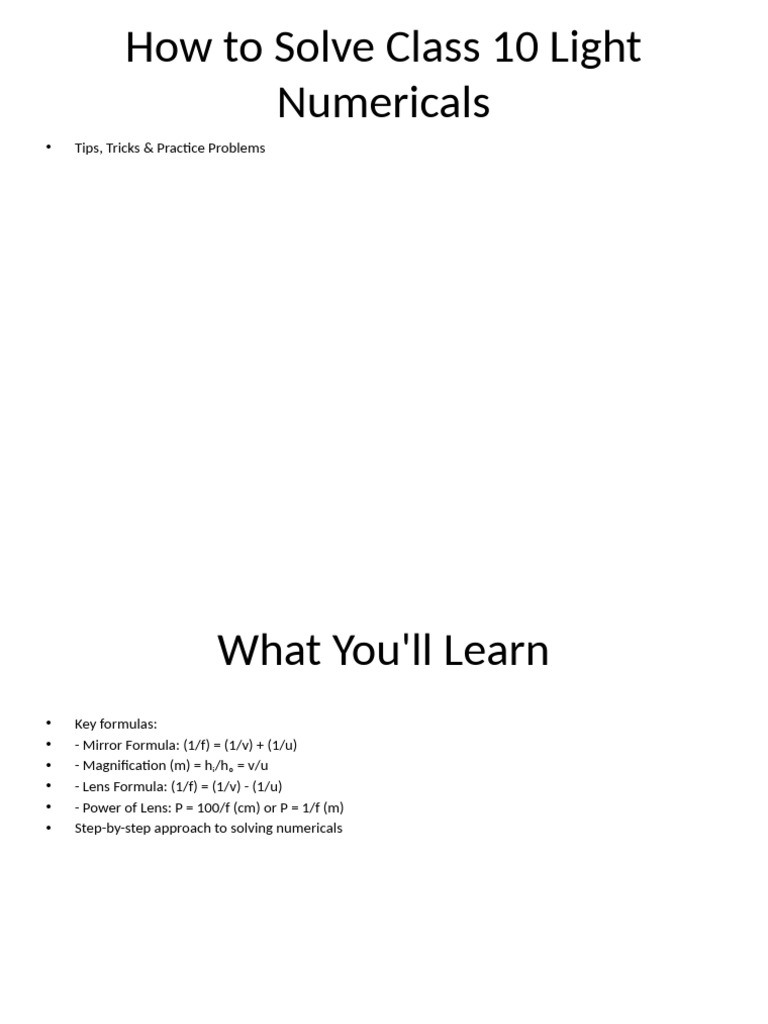 Class10 Light Numericals | PDF