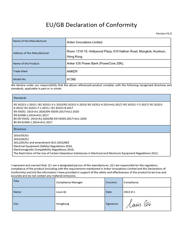 EU/GB Declaration of Conformity | PDF