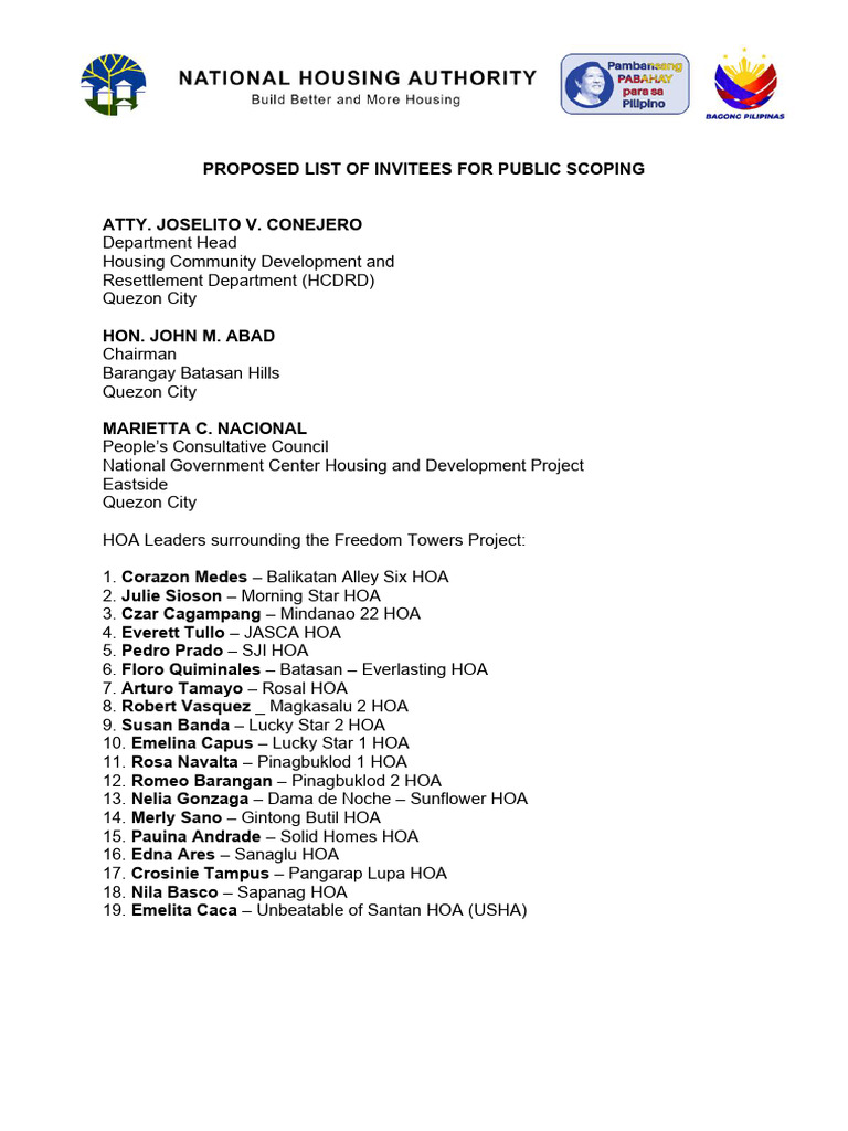 Proposed Invitees for Public Scoping | PDF