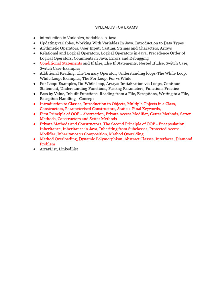 JAVA Syllabus | PDF