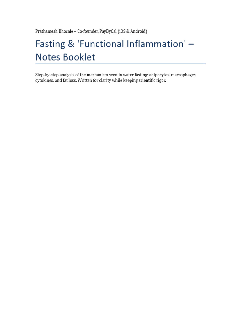 Functional Inflammation in Water Fasting | PDF | Adipocyte | Cell Biology