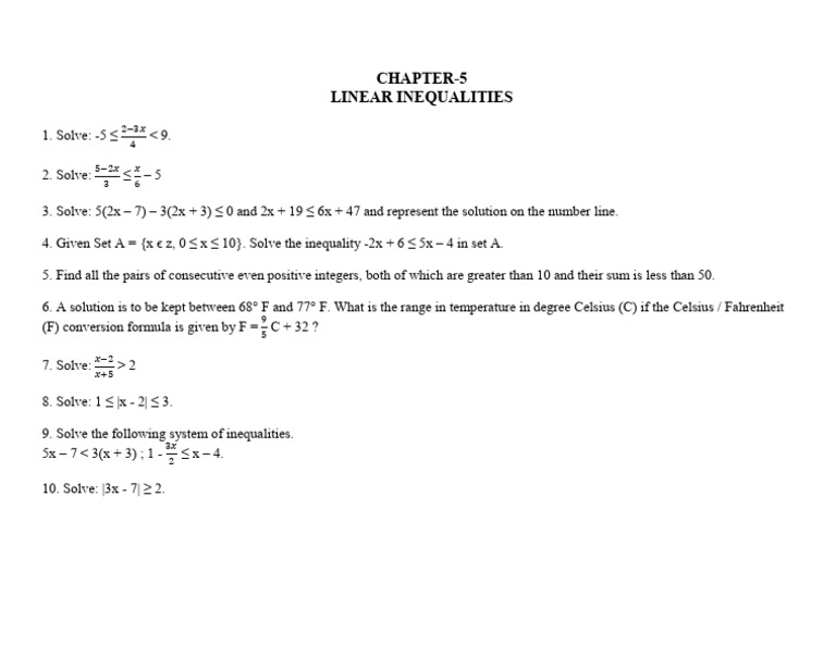 Linear Inequalities 1 | PDF