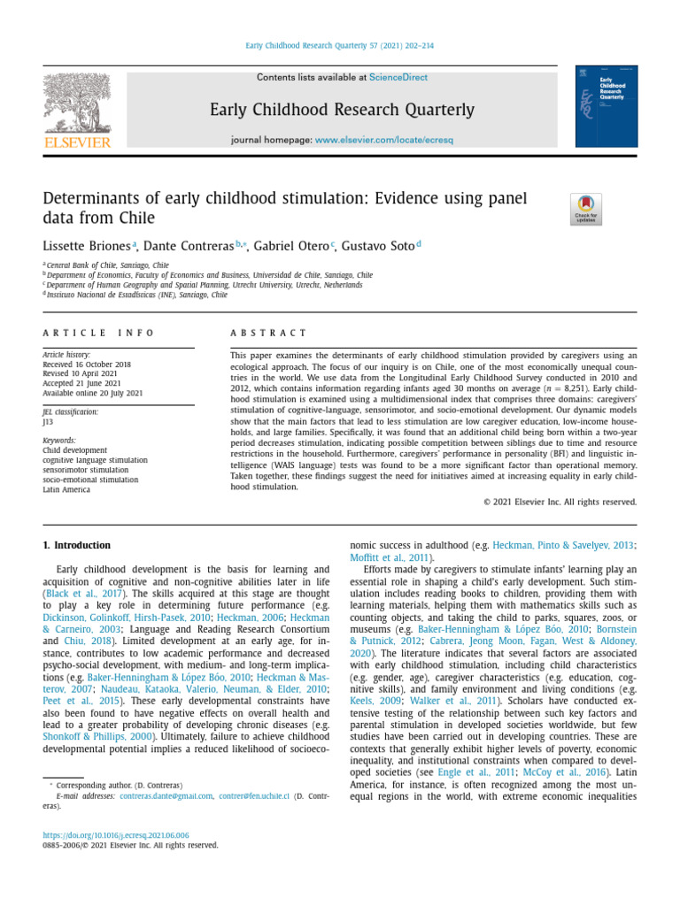 Determinants of Early Childhood Stimulation | PDF | Child Development ...