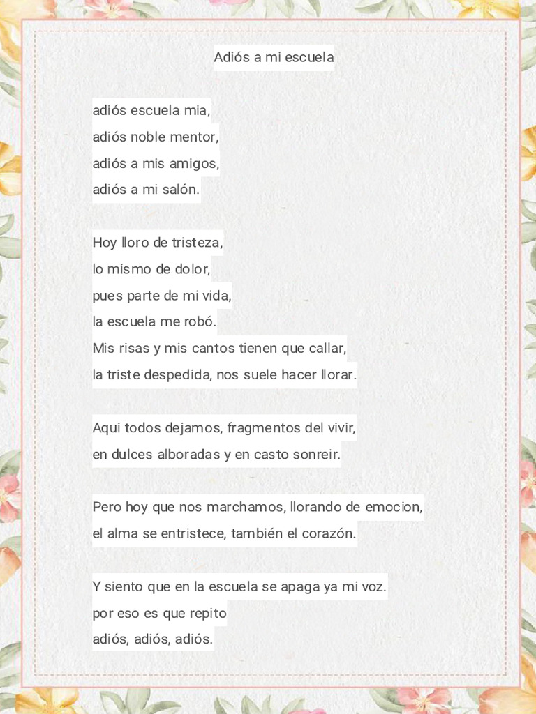 Despedida emotiva de la escuela | PDF