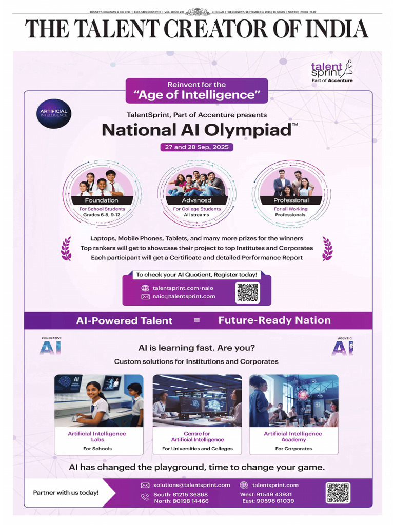 National AI Olympiad - Talentsprint and Accenture - TOI | PDF
