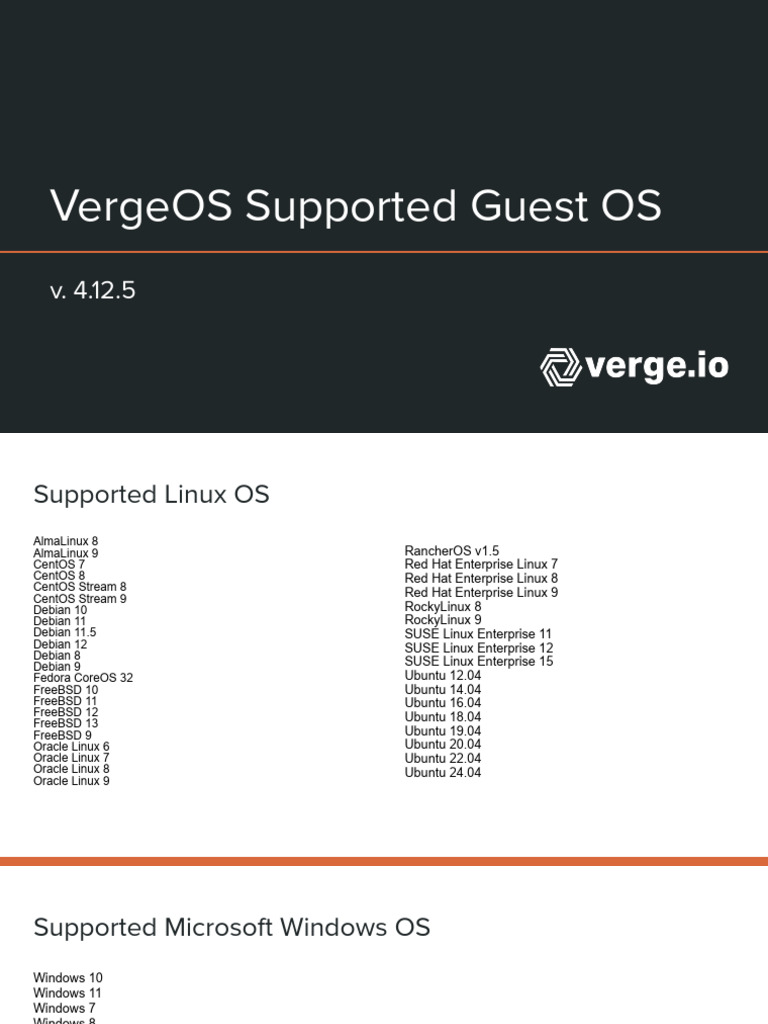 VergeOS Supported Guest OS | PDF