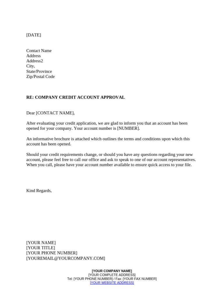 Company Credit Account Approval | PDF