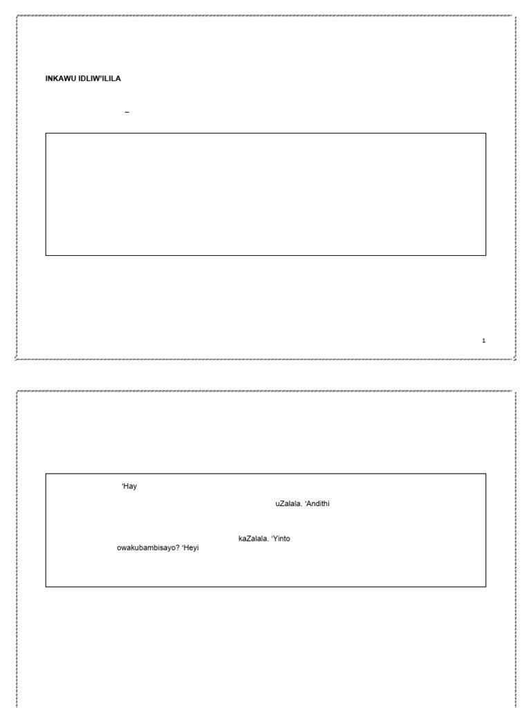 Inkawu Idliw'ilila: Grade 12 Analysis | PDF