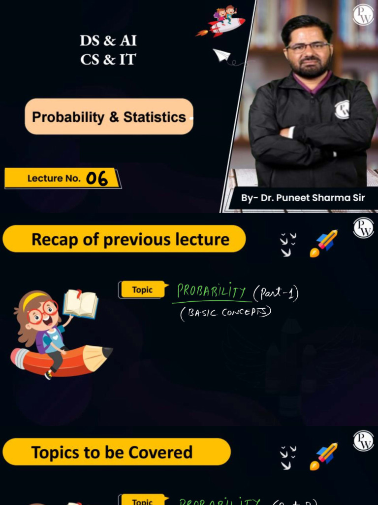 Probability and Statistics 06 Class Notes | PDF