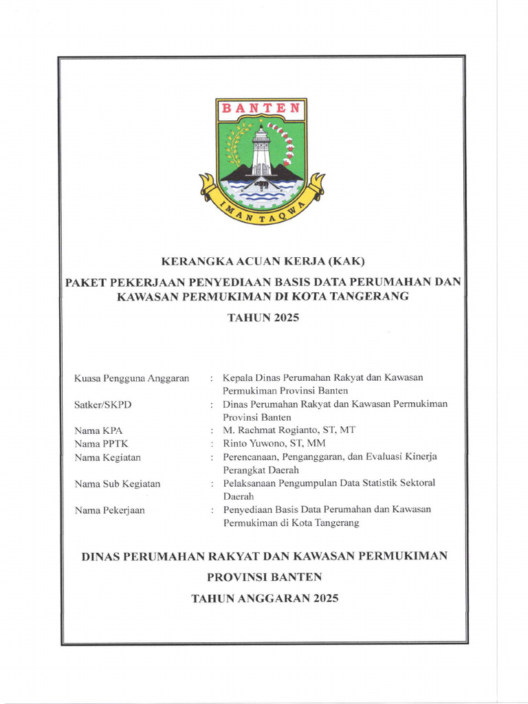 Basis Data Perumahan Tangerang 2025 | PDF
