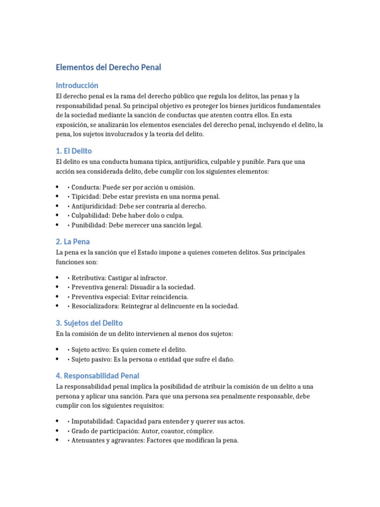 Elementos Derecho Penal | PDF | Derecho penal | Castigos