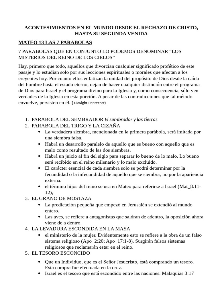 Las 7 Parábolas de Mateo 13 | PDF | Parábolas de Jesús | Evangelio de Mateo