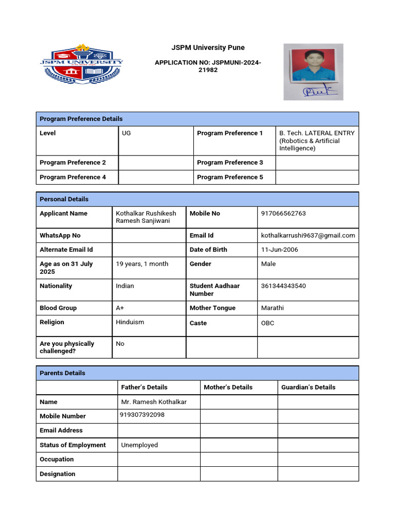 Kothalkar Rushikesh Ramesh Sanjiwani20250901060217 | PDF | Educational ...