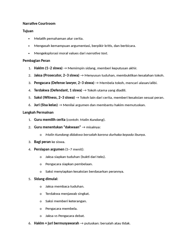 Courtroom Role Play: Malin Kundang Trial | PDF