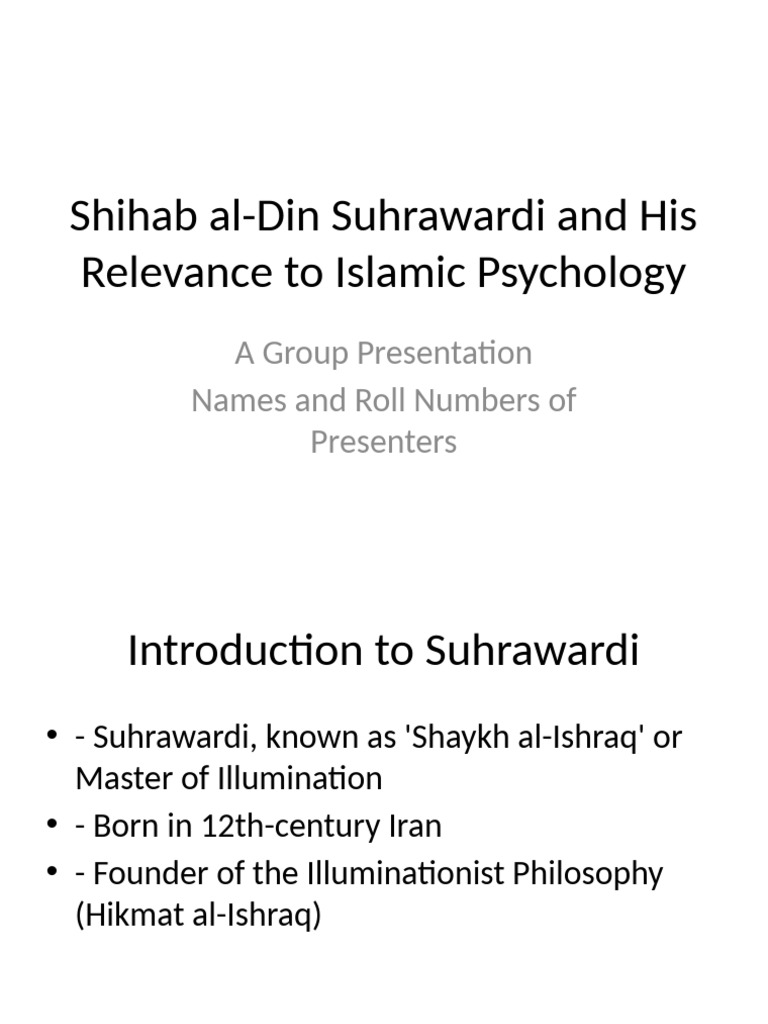 Suhrawardi's Influence on Islamic Psychology | PDF | Soul ...