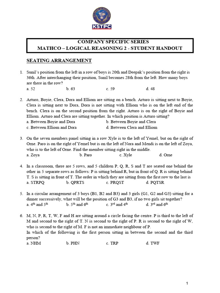Logical Reasoning Practice Questions | PDF