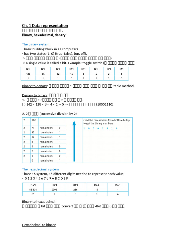 IGCSE Computer Science Ch.1 Data Representation | PDF | Data Compression | Bit