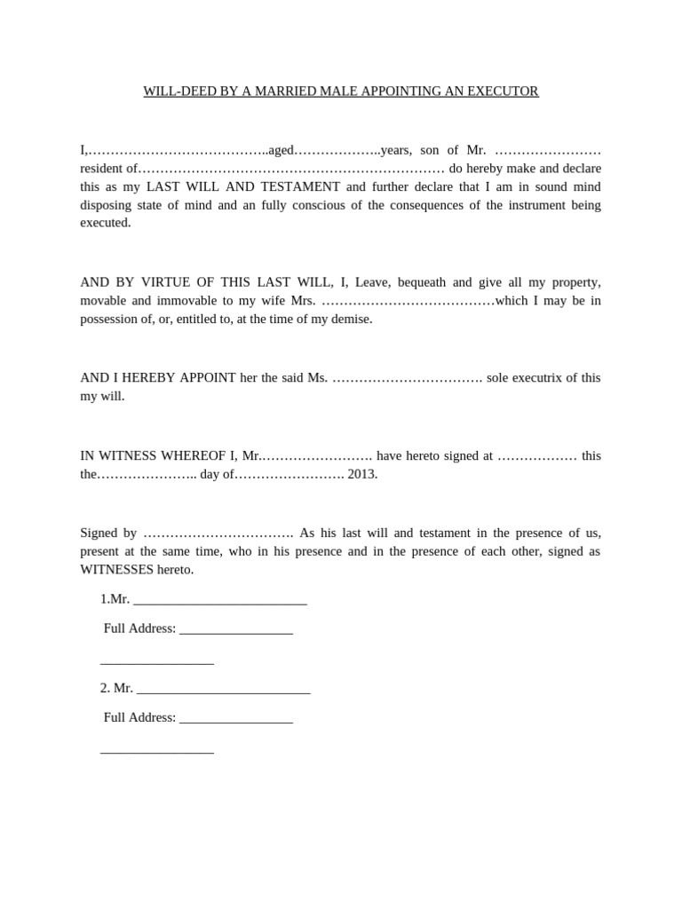 Draft Specimen of Wills | PDF | Will And Testament | Probate