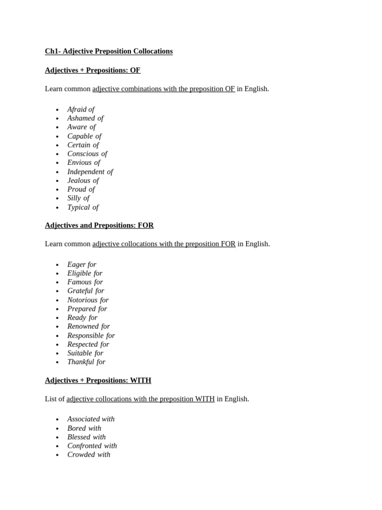 Adjective Preposition Combinations | PDF | Semantic Units | Linguistic ...