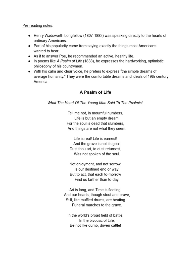 Longfellow's Inspirational Poetry Analysis | PDF