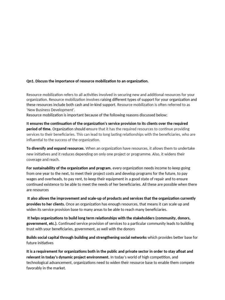 Importance of Resource Mobilization | PDF | Economies | Business