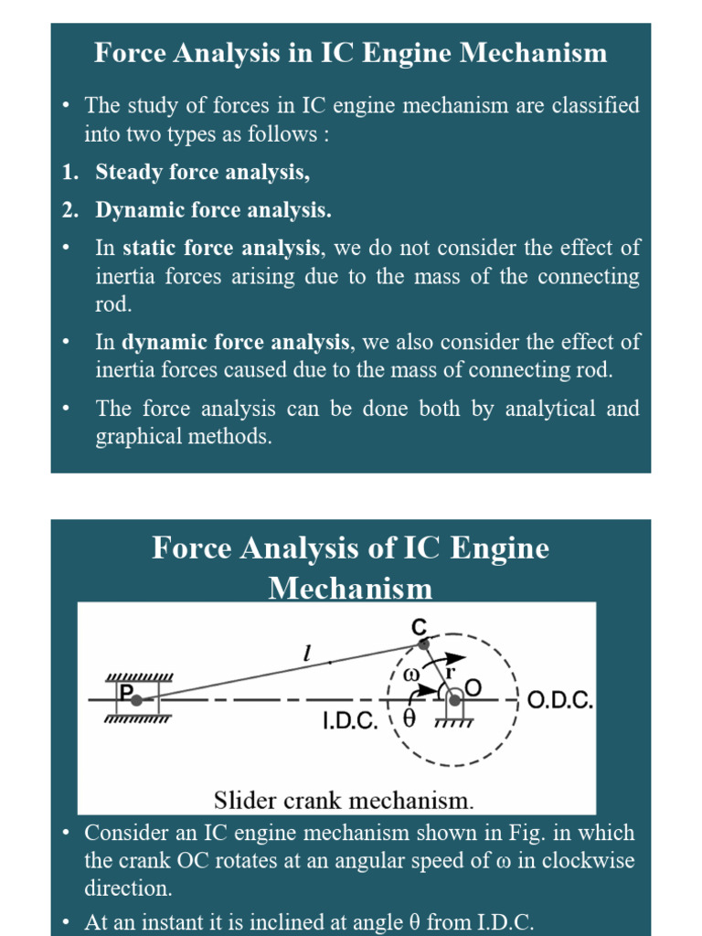 IC Engine Force Analysis Techniques | PDF | Force | Piston