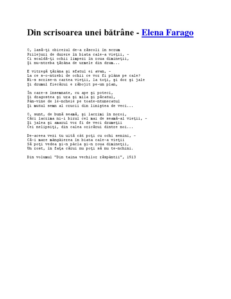 Din Scrisoarea Unei Bătrâne | PDF