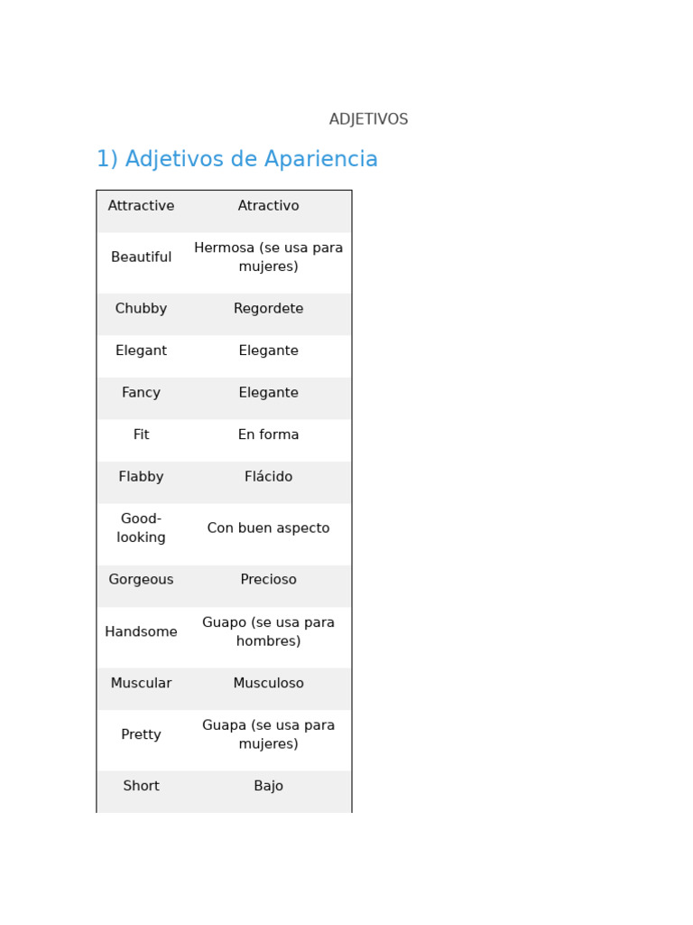 Adjetivos | PDF | Color | Arco iris
