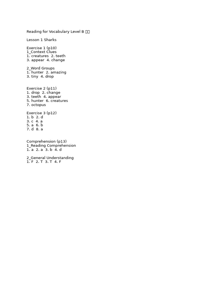Vocabulary Level B Answers Guide | PDF | Astronomy | Outer Space
