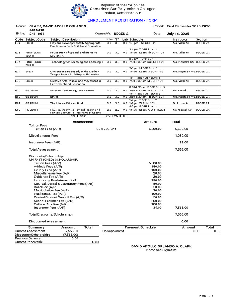 Clark, David Apollo Orlando Arocha First Semester 2025-2026 2411861 ...
