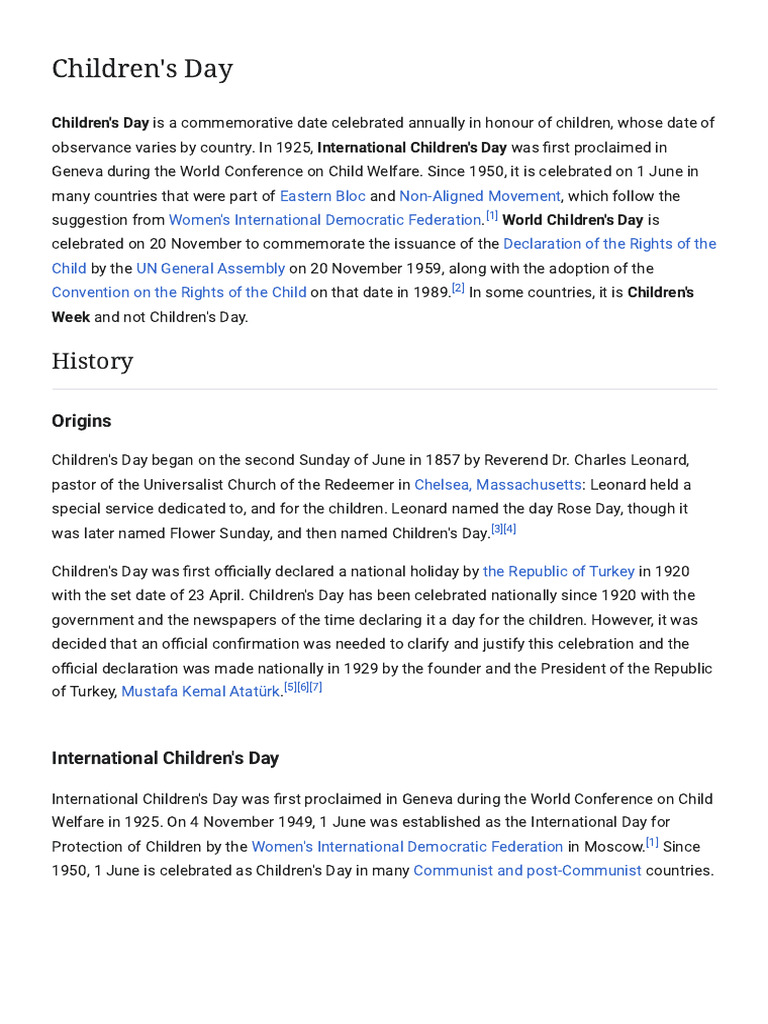 Children's Day - Wikipedia | PDF