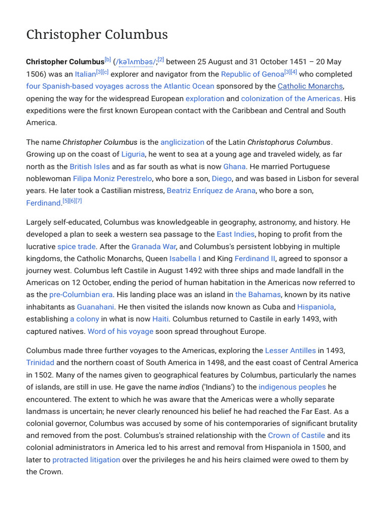 Columbus: Explorer of the Americas | PDF | Christopher Columbus ...