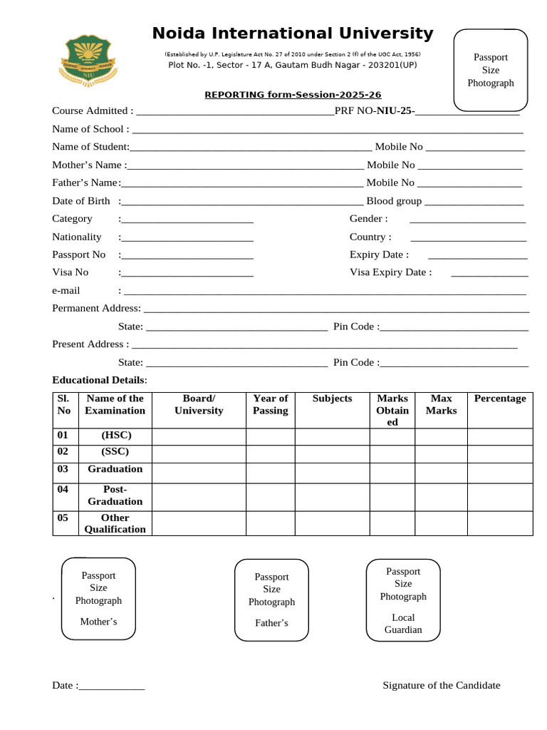 Noida International University Reporting Form | PDF | International Law ...