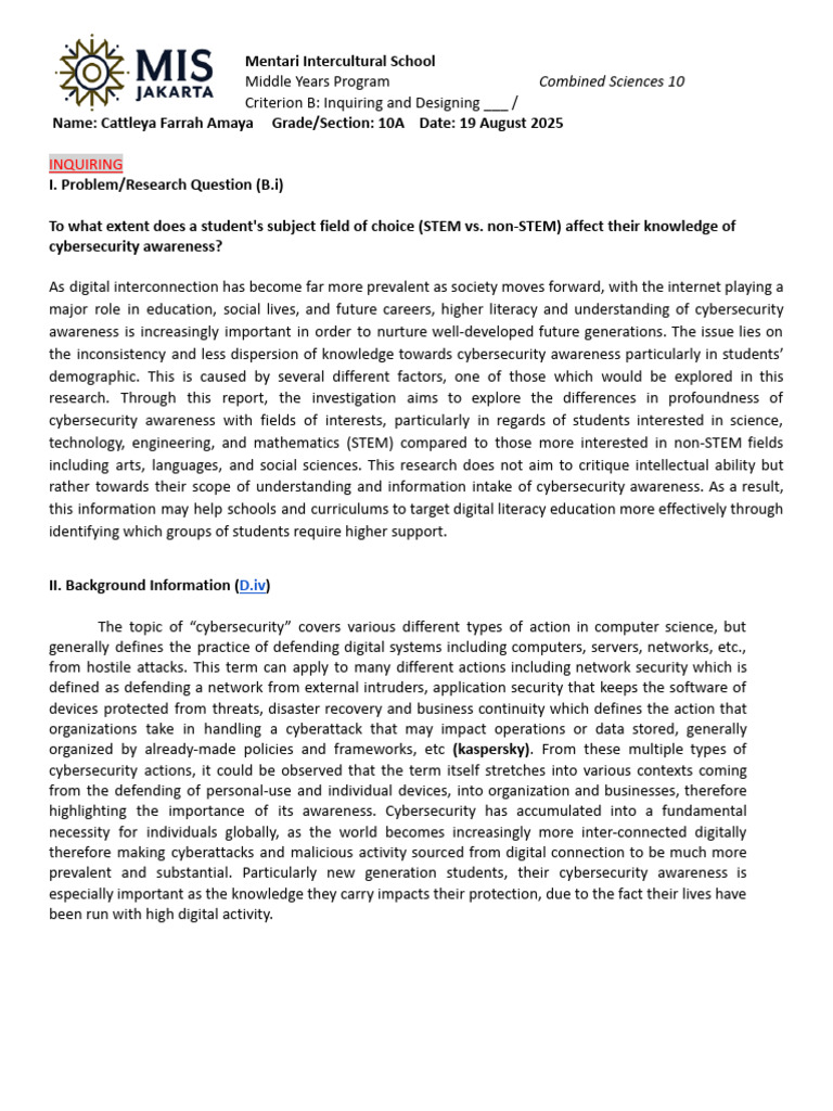 Keia Criterion B - Pre Lab Template - CompScie - Docx 2 | PDF ...