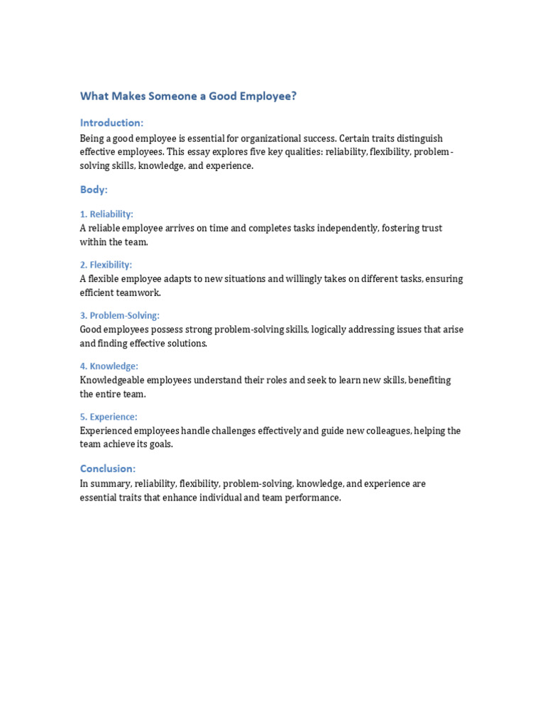 Good Employee Traits | PDF