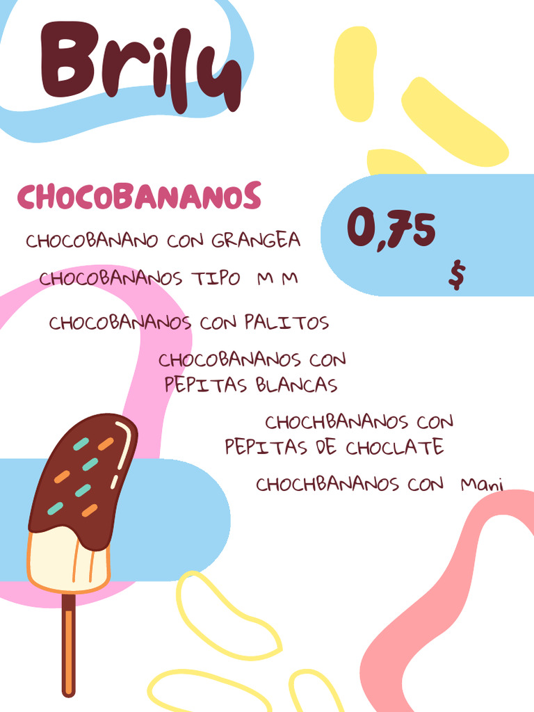 Menú de Helados Ilustrado Sketch Organico Azul y Rosa PDF | PDF