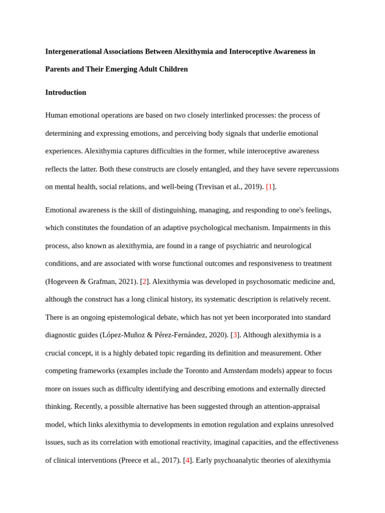 Alexithymia and Interoceptive Awareness | PDF | Emotional Self Regulation | Mental Disorder