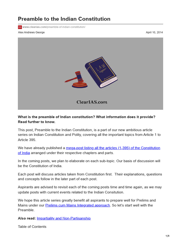 Preamble of the Indian Constitution Explained | PDF | Justice | Crime ...