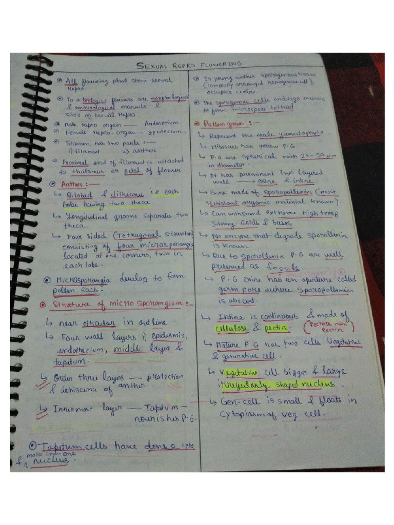 Reproduction in Flowering Plant NCERT Notes | PDF
