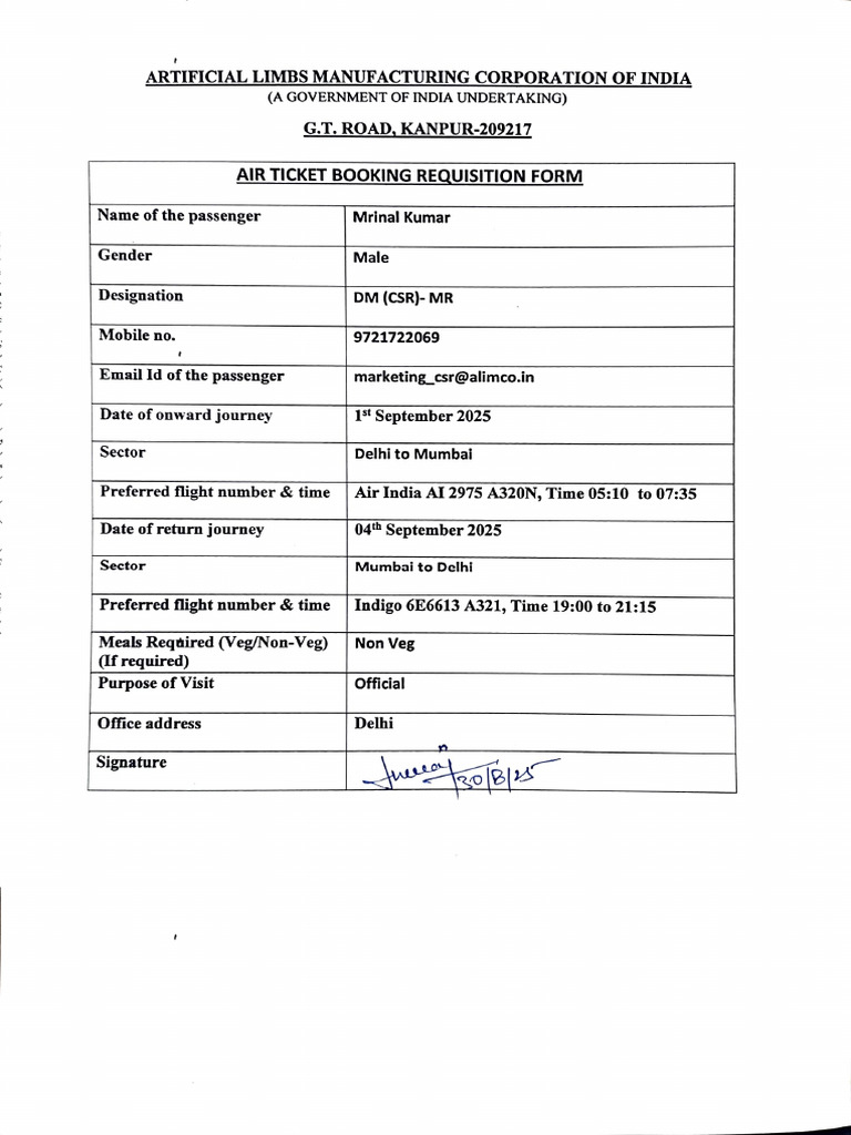 Air Ticket Form | PDF