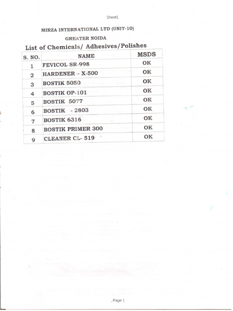 Chemical List | PDF
