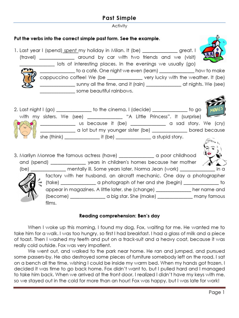 Past Simple Sentences Reading | PDF | Syntax | Linguistics