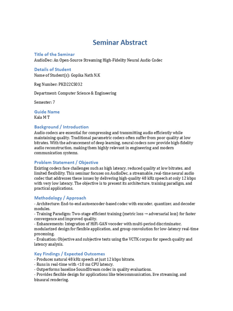AudioDec: High-Fidelity Neural Codec | PDF | Codec | Computing